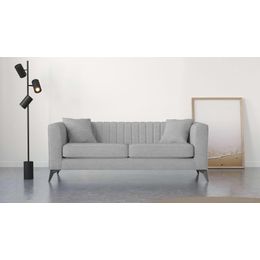 3-Sitzer Home Affaire "MATTHEW elegantes Designsofa, Ma&szlig;e B/T/H: 201/86/74 cm", grau (hellgrau), B:201cm H:74cm T:86cm, 100% Polyester, Sofas, feine Steppung im R&uuml;ckenbereich, lose Sitzkissen, incl. Zierkissen