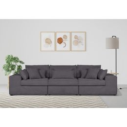 3-Sitzer OTTO HOME "Florid", grau, B:280cm H:75cm T:100cm, Baumwollmix (60% Baumwolle/40% Leinen);Struktur fein (100% Polyester);Samtoptik (100% Polyester), Sofas, 3 Teile, bestehend aus Modulen, viele Bezugsqualit&auml;ten, auch in Cord