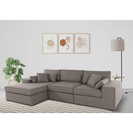 Ecksofa OTTO HOME "Florid L-Form", beige (natur), B:280cm H:75cm T:162cm, Baumwollmix (60% Baumwolle/40% Leinen);Struktur fein (100% Polyester);Samtoptik (100% Polyester);Samtvelours (100% Polyester);Struktur (100% Polyester);Struktur recycelt (100% recyceltes Polyester), Sofas, Ecksofa, 3 Teile, bestehend aus Modulen, viele Bezugsqualit&auml;ten, auch in Cord