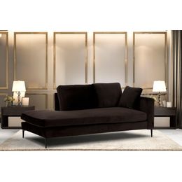 Recamiere Home Affaire "Cozy Chaiselongue, Maße B/T/H: 195/97/80 cm", braun (espresso), B:195cm H:80cm T:97cm, Samtoptik (100% Polyester);Struktur (100% Polyester), Sofas, Chaiselongue, mit losen Kissen und Metallbeinen, Armlehne links oder rechts wählbar