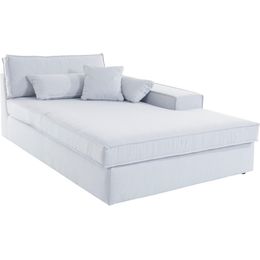 Ottomane OTTO HOME "Enid", silber, B:130cm H:75cm, Baumwollmix (60% Baumwolle/40% Leinen);Struktur fein (100% Polyester);Samtoptik (100% Polyester);Samtvelours (100% Polyester);Struktur (100% Polyester);Struktur recycelt (100% recyceltes Polyester), Sofas, Ottomane, einzeln stellbar oder als Teil eines Modulsofas, fester Sitzkomfort