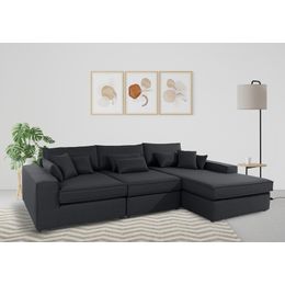 Ecksofa OTTO HOME "Enid L-Form", grau (anthrazit), B:360cm H:75cm T:190cm, Baumwollmix (60% Baumwolle/40% Leinen);Struktur fein (100% Polyester);Samtoptik (100% Polyester);Samtvelours (100% Polyester);Struktur (100% Polyester);Struktur recycelt (100% recyceltes Polyester), Sofas, Ecksofa, 3 Teile, bestehend aus Modulen, in vielen Bez&uuml;gen, auch in Breitcord
