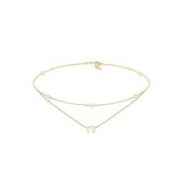Collier Elli "Choker Layer Halbmond und Sterne 925er Silber" Gr. 36, gold, Halsketten, Damen, 36, ohne Stein, Silber 925 (Sterlingsilber), L: 36
