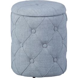 Hocker Inter Link "Yapak", blau (blaugrau), B:34cm H:40cm T:34cm, 100% Polyester, Hocker, Pouf mit Stauraum