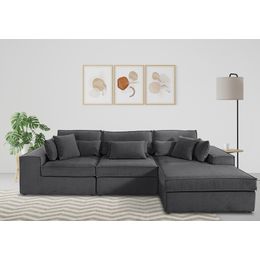 Ecksofa OTTO HOME "Florid L-Form", schwarz, B:280cm H:75cm T:162cm, Baumwollmix (60% Baumwolle/40% Leinen);Struktur fein (100% Polyester);Samtoptik (100% Polyester);Samtvelours (100% Polyester);Struktur (100% Polyester);Struktur recycelt (100% recyceltes Polyester), Sofas, Ecksofa, 3 Teile, bestehend aus Modulen, viele Bezugsqualit&auml;ten, auch in Cord