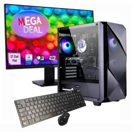 GAMEMAX PC-Komplettsystem "MegaDeal Striker 2596 AMD Ryzen 7 5700X RTX 5060 32GB DDR4 1TB SSD", Energieeffizienz: E (A-G), schwarz, Microsoft Windows 11 Home (64 Bit), 32 GB RAM 1.000 GB SSD, Computer_Komplettsysteme, Windows 11 + MSI PRO MP273A Flat Monitor, 69cm (27")