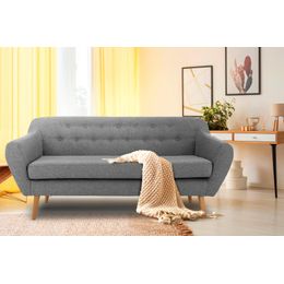 3-Sitzer Home Affaire "Renne", grau, B:178cm H:78cm T:73cm, Webstoff, Sofas, mit Heftung im R&uuml;cken im skandinavischem Stil