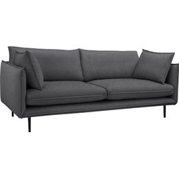 3-Sitzer Home Affaire "Somba", grau (anthrazit), B:220cm H:88cm T:103cm, Struktur fein (100% Polyester);Filzoptik (100% Polester), Sofas, mit dickem Keder und eleganter Optik