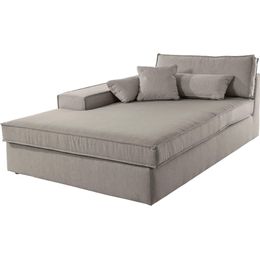 Ottomane OTTO HOME "Enid", beige, B:130cm H:75cm, Baumwollmix (60% Baumwolle/40% Leinen);Struktur fein (100% Polyester);Samtoptik (100% Polyester);Samtvelours (100% Polyester);Struktur (100% Polyester);Struktur recycelt (100% recyceltes Polyester), Sofas, Ottomane, einzeln stellbar oder als Teil eines Modulsofas, fester Sitzkomfort