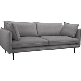3-Sitzer Home Affaire "Somba", grau (hellgrau), B:220cm H:88cm T:103cm, Struktur fein (100% Polyester);Filzoptik (100% Polester), Sofas, mit dickem Keder und eleganter Optik