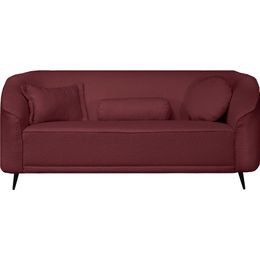 3-Sitzer Home Affaire "Ashly", rot (weinrot), B:184cm H:81cm T:80cm, 93% Polyester, 6% Acryl, 1% Baumwolle, Sofas, in 3 Bezugsvarianten, Boucl&eacute;, Samtoptik und Struktur weich.