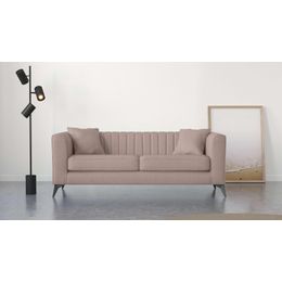 3-Sitzer Home Affaire "MATTHEW elegantes Designsofa, Ma&szlig;e B/T/H: 201/86/74 cm", beige, B:201cm H:74cm T:86cm, 100% Polyester, Sofas, feine Steppung im R&uuml;ckenbereich, lose Sitzkissen, incl. Zierkissen
