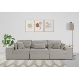 3-Sitzer OTTO HOME "Florid", beige, B:280cm H:75cm T:100cm, Baumwollmix (60% Baumwolle/40% Leinen);Struktur fein (100% Polyester);Samtoptik (100% Polyester);Samtvelours (100% Polyester);Struktur (100% Polyester);Struktur recycelt (100% recyceltes Polyester), Sofas, 3 Teile, bestehend aus Modulen, viele Bezugsqualit&auml;ten, auch in Cord