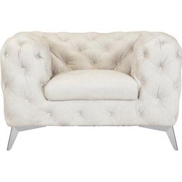 Chesterfield-Sessel Home Affaire "Glynis Sessel", beige, B:125cm H:75cm T:97cm, Struktur (100% Polyester);Samtoptik (100% Polyester), Sessel, aufw&auml;ndige Knopfheftung, moderne Chesterfield Optik, Fu&szlig;farbe w&auml;hlbar