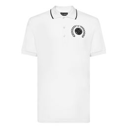 Poloshirt Plein Sport "Carbon Tiger", Herren, Gr. M, schwarz-weiß (0102, weiß, schwarz), Obermaterial: 100% Baumwolle, Shirts