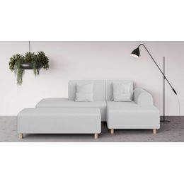 Ecksofa OTTO HOME "Suyala", grau (hellgrau), B:258cm H:85cm T:168cm, 100% Polyester, Sofas, Ecksofa, L-Form mit Hocker