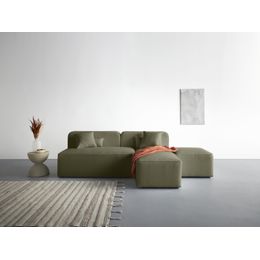 Ecksofa Home Affaire "Sundstrup L-Form", gr&uuml;n, B:220cm H:76,5cm T:153cm, 93% Polyester, 6% Acryl, 1% Baumwolle, Sofas, Ecksofa, Modulserie, individuelle Zusammenstellung