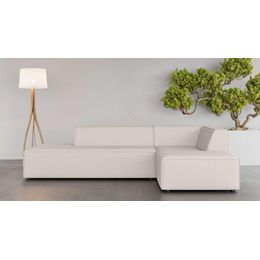 Ecksofa OTTO HOME "Ecksofa Cavan mit Ottomane links oder rechts bestellbar", beige (creme), B:270cm H:72cm T:180cm, 100% Polyester, Sofas, Ecksofa, L-Form mit Wellenunterfederung, Ma&szlig;e B/T/H: 270/180/72 cm