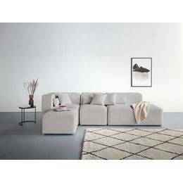 Ecksofa Home Affaire "Sundstrup L-Form", grau (hellgrau), B:303cm H:76,5cm T:93cm, 93% Polyester, 6% Acryl, 1% Baumwolle, Sofas, Ecksofa, Modulserie, individuelle Zusammenstellung