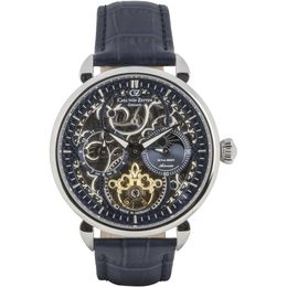 Automatikuhr Carl von Zeyten "Neukirch", blau (blau, blau), Armbanduhren, Herren, Armbanduhr, mechanische Uhr, Herrenuhr, Skelettuhr, Made in Germany