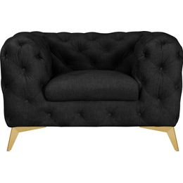 Chesterfield-Sessel Home Affaire "Glynis Sessel", grau (charcoal), B:125cm H:75cm T:97cm, Struktur (100% Polyester);Samtoptik (100% Polyester), Sessel, aufw&auml;ndige Knopfheftung, moderne Chesterfield Optik, Fu&szlig;farbe w&auml;hlbar