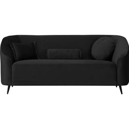 3-Sitzer Home Affaire "Ashly", schwarz, B:184cm H:81cm T:80cm, 100% Polyester, Sofas, in 3 Bezugsvarianten, Boucl&eacute;, Samtoptik und Struktur weich.