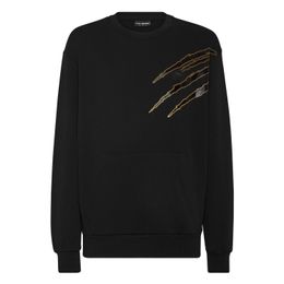 Sweatshirt Plein Sport "Scratch", Jungen, Gr. M, 0293, schwarz, lightgold, Obermaterial: 88% Baumwolle, 12% Polyester, Sweatshirts Sweatshirt
