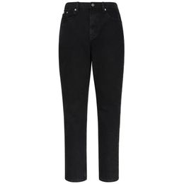 Mom-Jeans Calvin Klein Jeans "NEW MOM JEAN", Damen, Gr. 27, Länge 32, schwarz (soft schwarz), Denim/Jeans, Obermaterial: 99% Baumwolle, 1% Elasthan, gerade, unten schmal lang, Jeans, mit Markenlabel am Bund