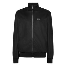 Yoga-Sweatjacke Philipp Plein "Iconic Plein", Herren, Gr. L, 02, schwarz, Obermaterial: 60% Polyester, 40% Baumwolle, Sweatjacken