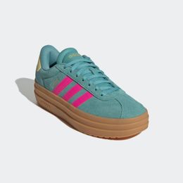 Plateausneaker "VL COURT BOLD", adidas Sportswear, Gr. 38,5powder teal, shock pink, powder gelb, Leder, Synthetik, Schuhe, Design auf den Spuren des