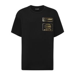 T-Shirt Plein Sport "T-Shirt Rundhalsausschnitt Ss", Jungen, Gr. M, 0293, schwarz, lightgold, Obermaterial: 100% Baumwolle, Shirts T-Shirt