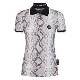 Poloshirt Plein Sport "Python", Damen, Gr. M, 10, grau, Obermaterial: 100% Baumwolle, Shirts