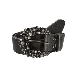 Lederg&uuml;rtel RETTUNGSRING G&Uuml;RTEL, Damen, Gr. 120, schwarz, Leder, unifarben, G&uuml;rtel Lederg&uuml;rtel, mit austauschbarer Schlie&szlig;e &raquo;Dorn Strass Schwarz&laquo;, 4cm