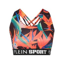 Plein Sport Damen Lauftop "Sport BH"0221, schwarz, multicolorot, Gr. L, Obermaterial: 90% Polyester, 10% Elasthan, Tops