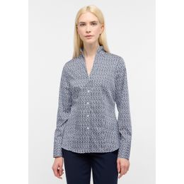 Hemdbluse Eterna "REGULAR FIT", Damen, Gr. 42, blau (navy), 100% Baumwolle, schmal, Blusen Hemdbluse, EASY IRON (b&uuml;gelleicht)