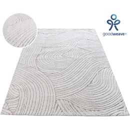 Wollteppich my home "Falun, Wolle, Hoch-Tief-Struktur, maschinell gewebt" Gr. 6, beige (creme), B:200cm H:12mm L:290cm, Kunstfaser, Wolle, Teppiche, einfarbig, Wolle, Teppich, Wohnzimmer, Schlafzimmer, Esszimmer