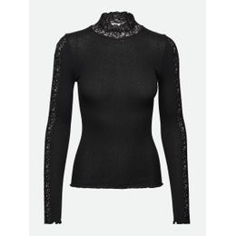 rosemunde Damen Longsleeve "Beatha lace longsleeve"schwarz, Gr. S, unifarben, Strick, Obermaterial: 55% Seide, 45% Baumwolle, Shirts, Vintage-Spitze
