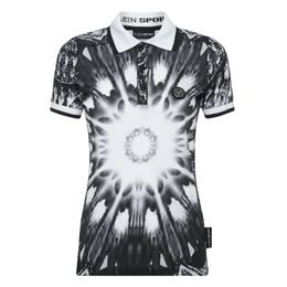 Poloshirt Plein Sport "Optical Flower", Damen, Gr. M, schwarz (02, schwarz), Obermaterial: 100% Baumwolle, Shirts