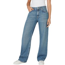 Loose-fit-Jeans Pepe Jeans "LOOSE ST JEANS LW NICKY", Damen, Gr. 27, Länge 30, blau (blau used), Denim/Jeans, Obermaterial: 60% Baumwolle, 40% Lyocell, loose fit lang, Jeans, mit geradem Bein