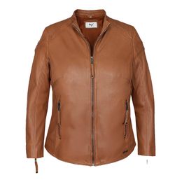 Lederjacke Maze "42021312", Damen, Gr. 46, braun (cognac), Obermaterial: 100% Lammleder; Futter: 100% Baumwolle; Ärmelfutter: 100% Polyester, Jacken