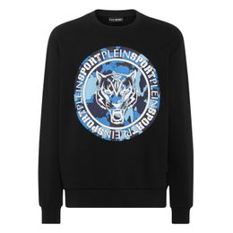 Sweatshirt Plein Sport "Carbon Tiger", Jungen, Gr. 3XL, schwarz (0207, schwarz, lightblau), Obermaterial: 88% Baumwolle, 12% Polyester, Sweatshirts Sweatshirt