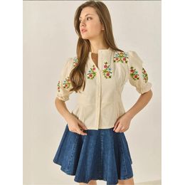 Bianco Lucci Bluse Damen Größe S beige / hellblau / apfel / pink