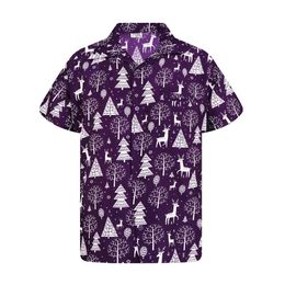 King Kameha Button Up Shirt 'Christmas Reindeer' male Purple size XXL