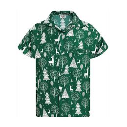 King Kameha Button Up Shirt 'Christmas Reindeer' male Green size 4XL