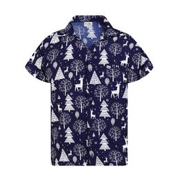 King Kameha Button Up Shirt 'Christmas Reindeer' male Blue size L