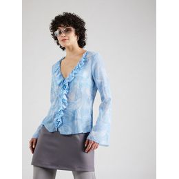 MONKI Bluse Damen Gr&ouml;&szlig;e M hellblau / wei&szlig;