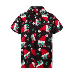 King Kameha Button Up Shirt 'Christmas Hats' male Green size XXL