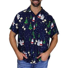 King Kameha Button Up Shirt 'Christmas Buddies' male Blue size XL
