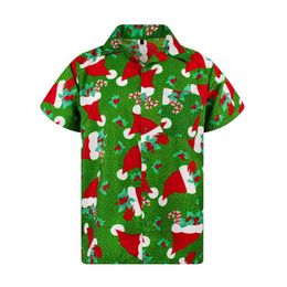 King Kameha Button Up Shirt 'Christmas Hats' male Green size L