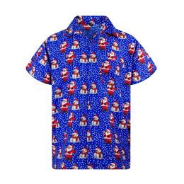 King Kameha Button Up Shirt 'Christmas Santa Likes' male Blue size L